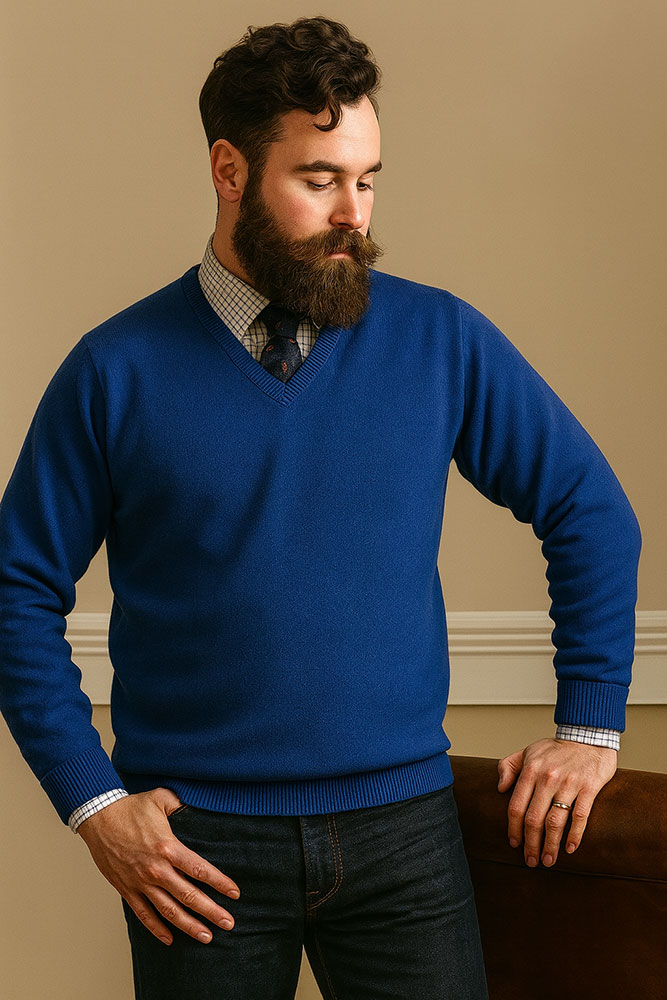 William Lockie Rob V-Neck Pullover – 2-Ply Lambswool Knitwear ...